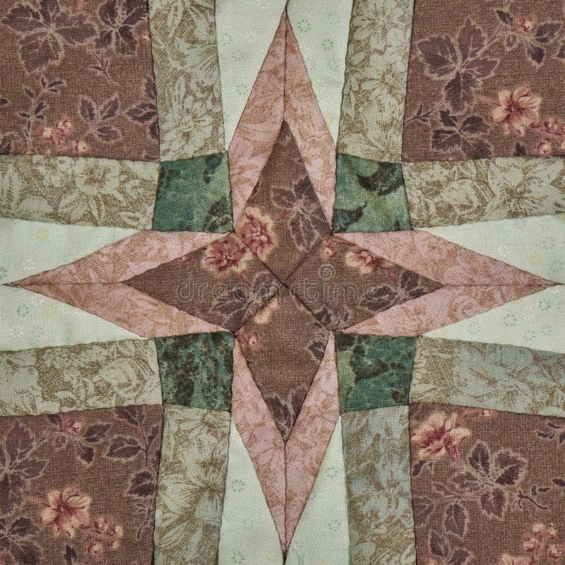 Patchwork Block from Pieces of Fabrics, Detail of Quilt Stock Photo ...