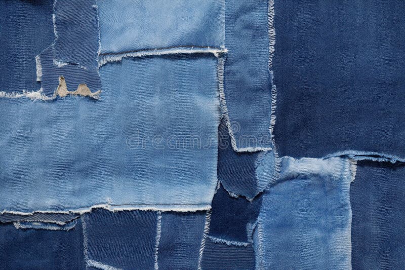 Patchwork of Blue Denim Fabric Texture in Varying Shades, AI Generative ...