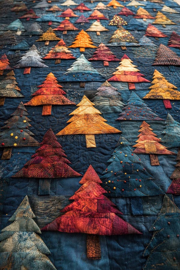 Patchwork Christmas Tree, Holiday Warmth Jeans Fabric Pattern Symbol ...