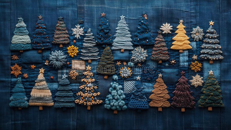 Patchwork Christmas Tree, Holiday Warmth Jeans Fabric Pattern Symbol ...