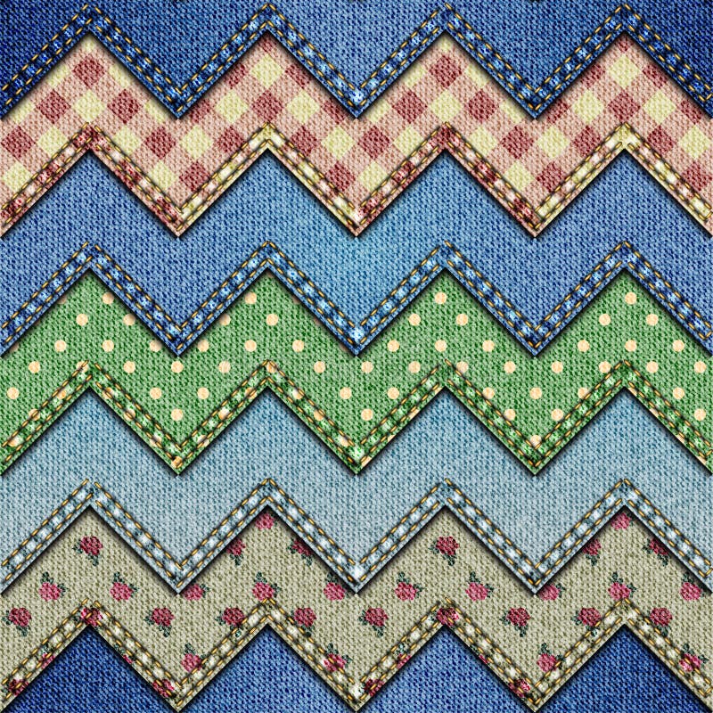 Patchwork of denim fabric stock vector. Illustration of fabric - 58428931