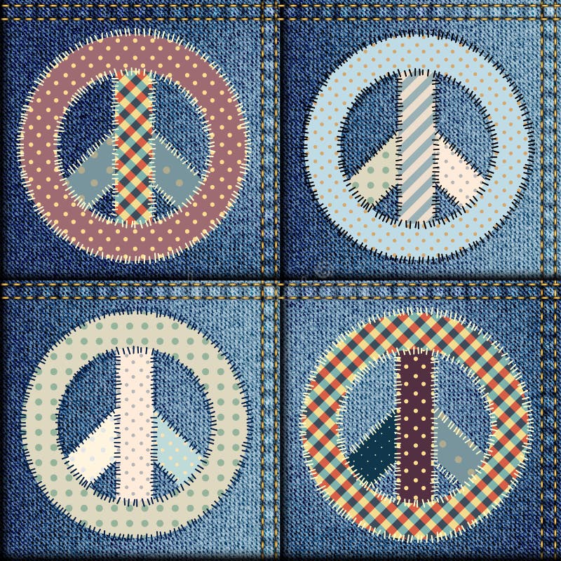 Patchwork of denim fabric stock vector. Illustration of seam - 54241283