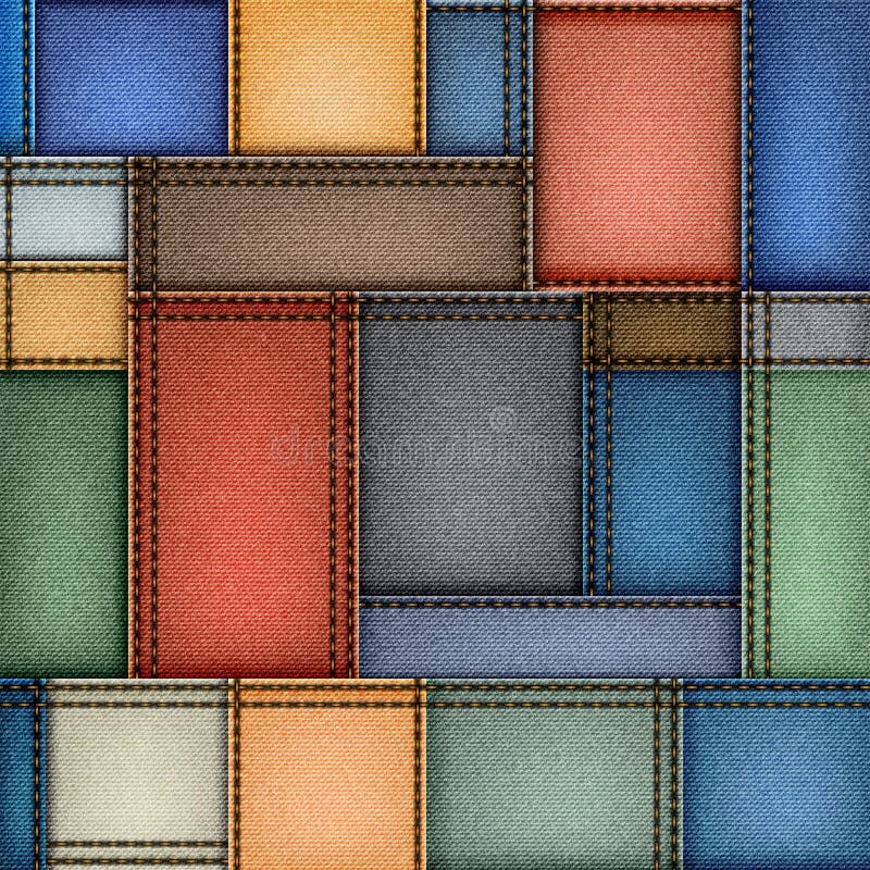Patchwork with denim. stock vector. Illustration of backdrop - 253465818