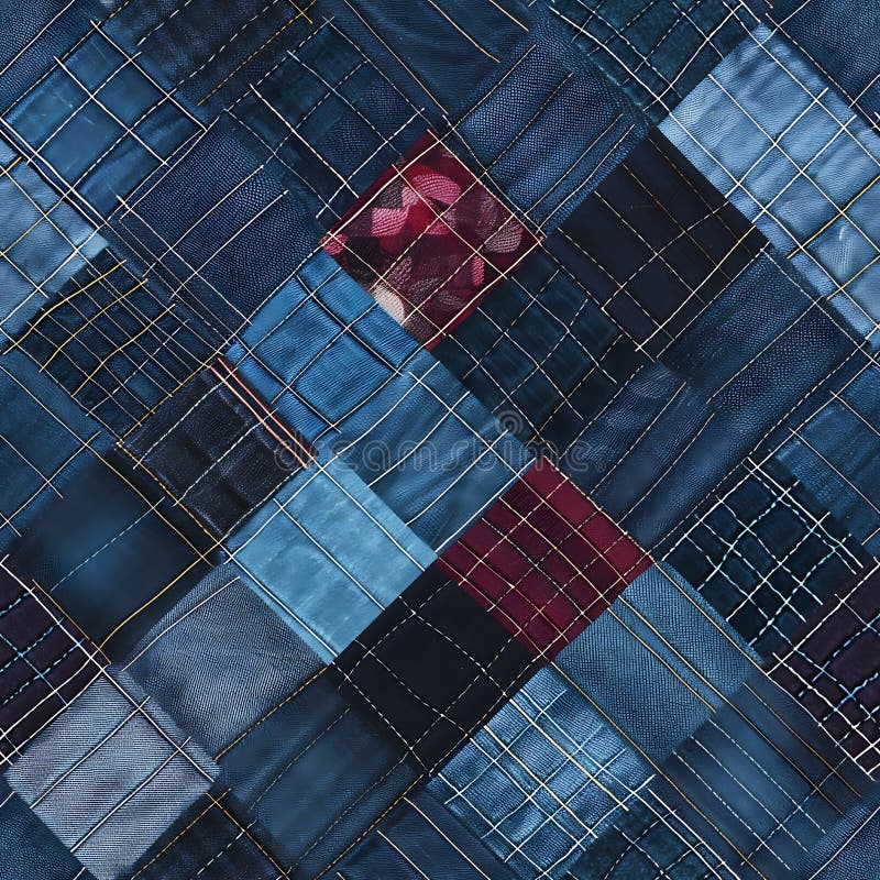 Patchwork Denim Repeating Pattern Stock Illustration - Illustration of ...