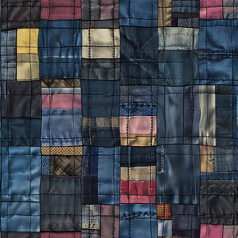 Patchwork Denim Repeating Pattern Stock Illustration - Illustration of ...