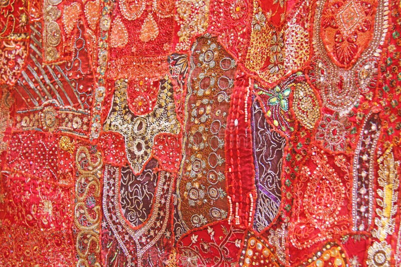 Patchwork Des Indiums Farbige Quadrate Indiens Stickerei Purpurroter ...