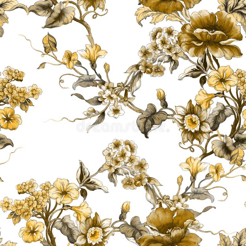 Watercolor Flowers Texture Background. Vintage Illustration Texture ...