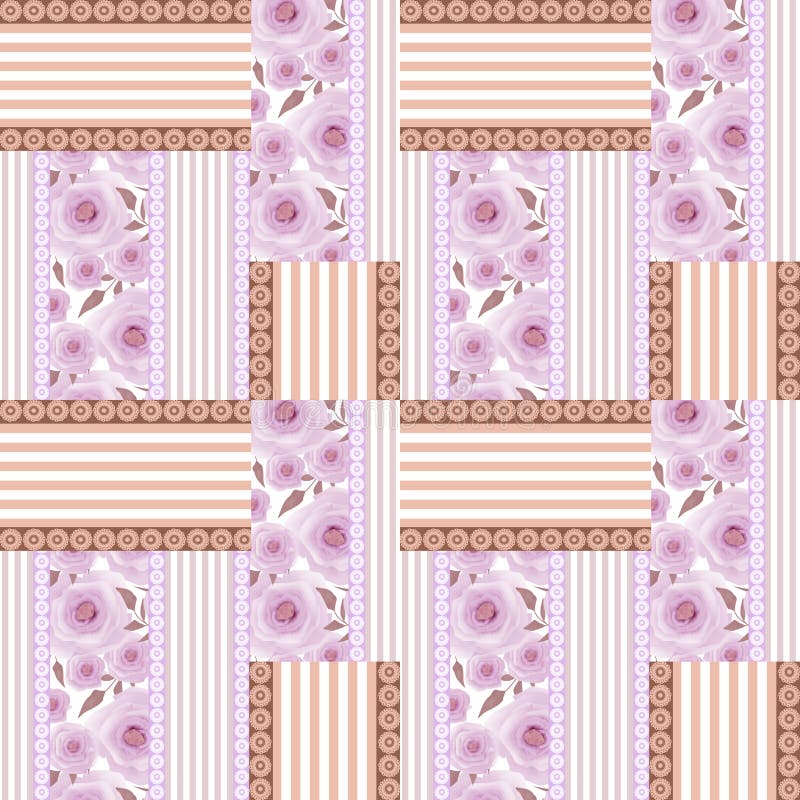 Patchwork Design Floral Fabric Texture Pattern Retro Background Stock ...