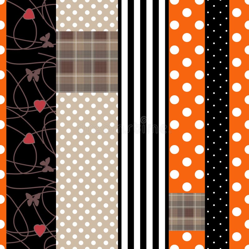 Patchwork Design Pattern Background with Decorative Elements Stock ...