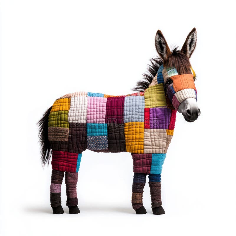 Patchwork Donkey Quilt Art Isolated on White Background Stock ...