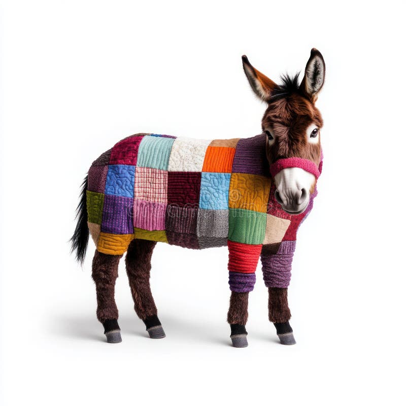Patchwork Donkey Quilt Art Isolated on White Background Stock ...