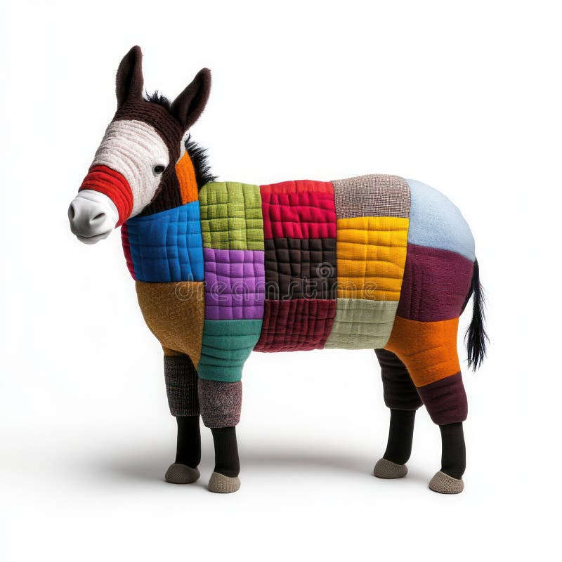 Patchwork Donkey Quilt Art Isolated on White Background Stock ...