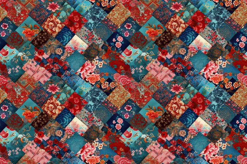 Patchwork Fabric of China, Concept of Textile Traditions, Created with ...