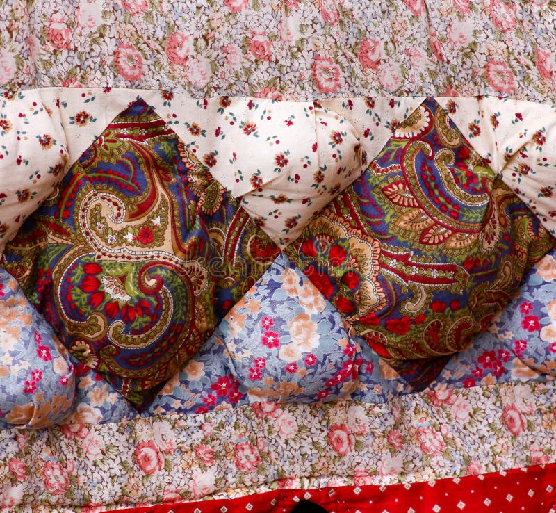 Patchwork Fabric Quilt stock image. Image of collage - 34128549