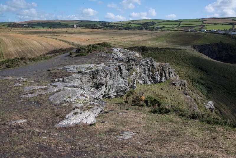 Patchwork Fields in the Distance with a View from the South West Coast ...