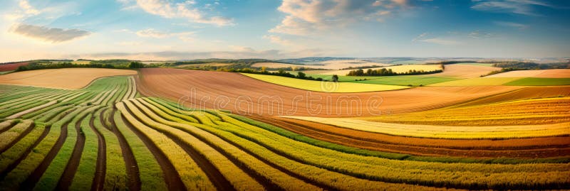 Patchwork Fields in a Rural Landscape with Different Crops and Colors ...