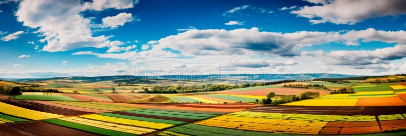Patchwork Fields in a Rural Landscape with Different Crops and Colors ...