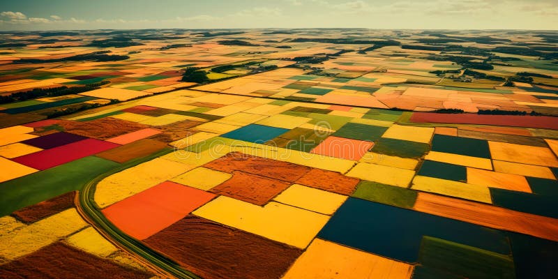 Patchwork Fields in a Rural Landscape with Different Crops and Colors ...