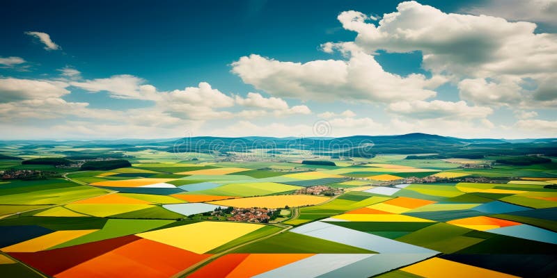 Patchwork Fields in a Rural Landscape with Different Crops and Colors ...