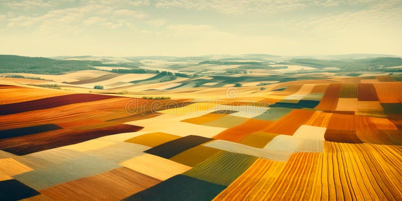 Patchwork Fields in a Rural Landscape with Different Crops and Colors ...
