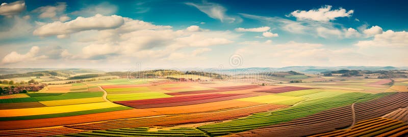 Patchwork Fields in a Rural Landscape with Different Crops and Colors ...
