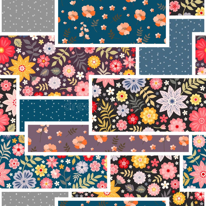 Patchwork Floral Pattern. Summer Design Stock Vector - Illustration of ...