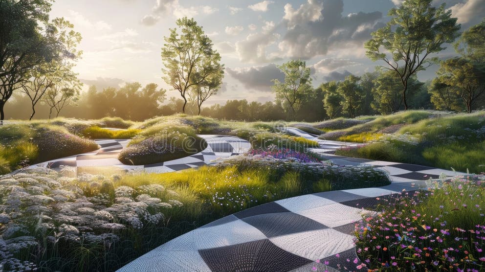 A Patchwork of Geometric Shapes and Patterns Form a Captivating Meadow ...