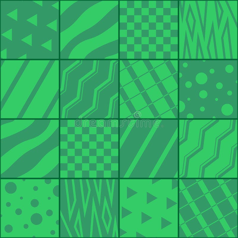 Patchwork in Green Colors with Abstract Patterns. Vector Design Stock ...