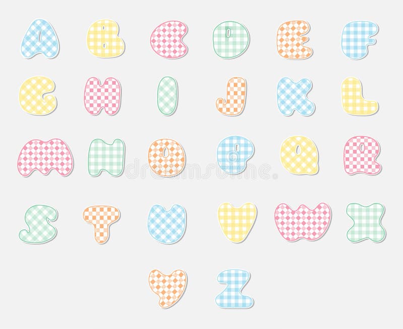 Patchwork Hand Drawn Textile Font. Cute Textile Font for Scrapbook or ...