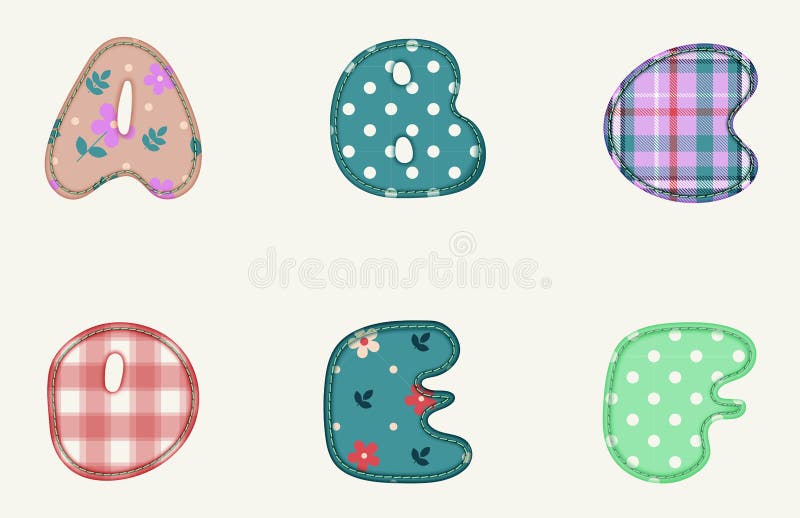 Patchwork Hand Drawn Textile Font. Cute Textile Font for Scrapbook or ...