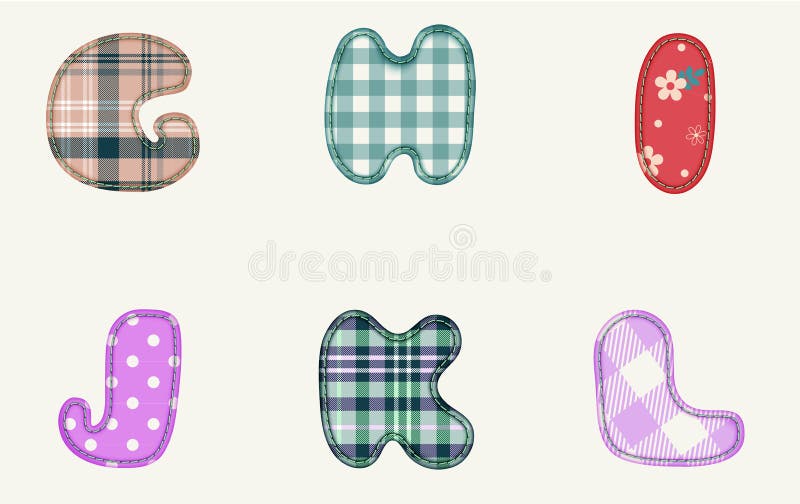 Patchwork Hand Drawn Textile Font. Cute Textile Font for Scrapbook or ...