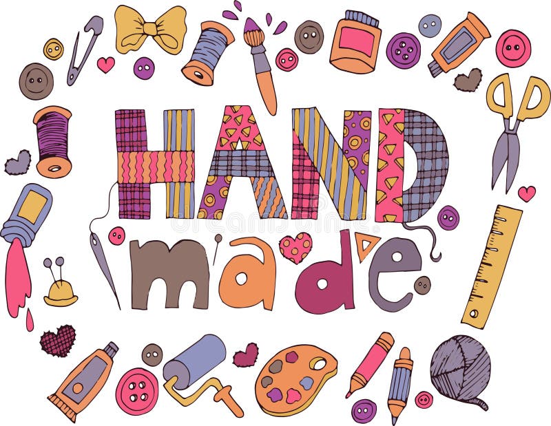 Patchwork Hand Made Lettering Stock Vector - Illustration of design ...