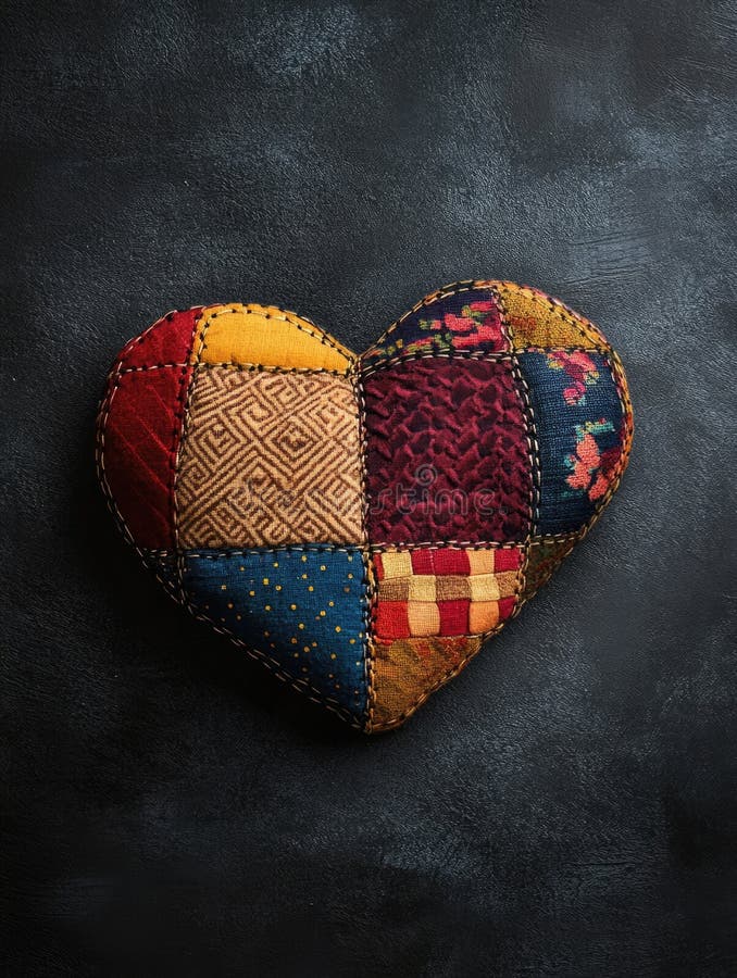 Patchwork Heart on Black Background Stock Photo - Image of symbolic ...