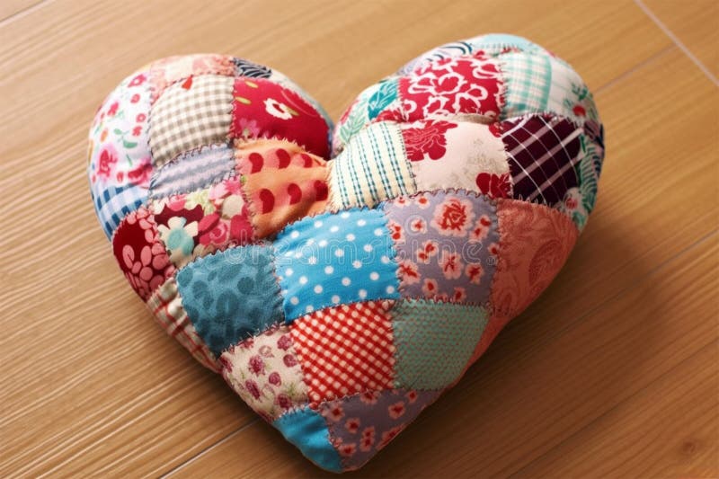 Patchwork Heart Made from Pieces for Valentine S Da Stock Image - Image of scarlet, blue: 304657165