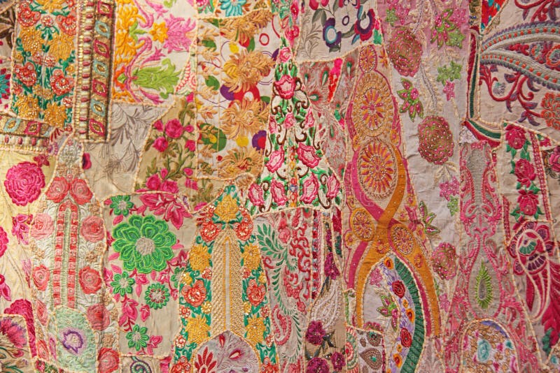 Patchwork of Indium. India Embroidery Colored Squares Stock Image ...