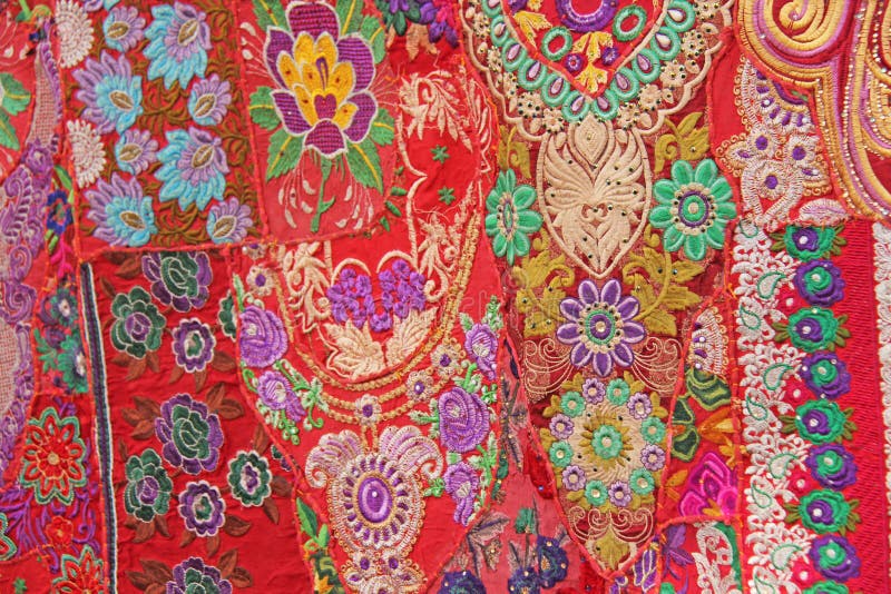 Patchwork of Indium. India Embroidery Colored Squares. Bright Mu Stock ...