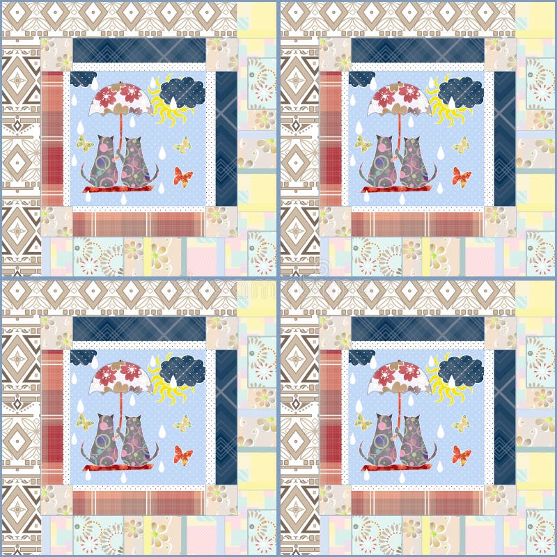 Kids Patchwork Seamless Pattern Stock Illustration - Illustration of ...
