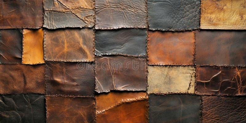 Patchwork of Leather Pieces in Various Shades of Brown and Tan ...