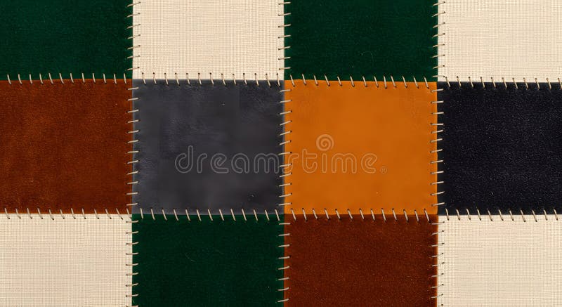 Patchwork Leather Texture with Stitched Squares Stock Illustration ...