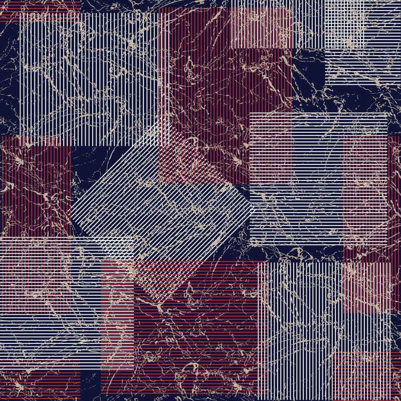 Patchwork Line Seamless Pattern on Textures Background Stock ...
