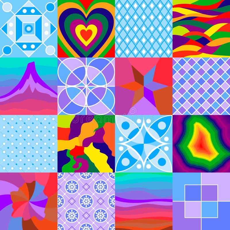 Patchwork from Multicolored Geometric Patterns. Vector Drawing Stock ...