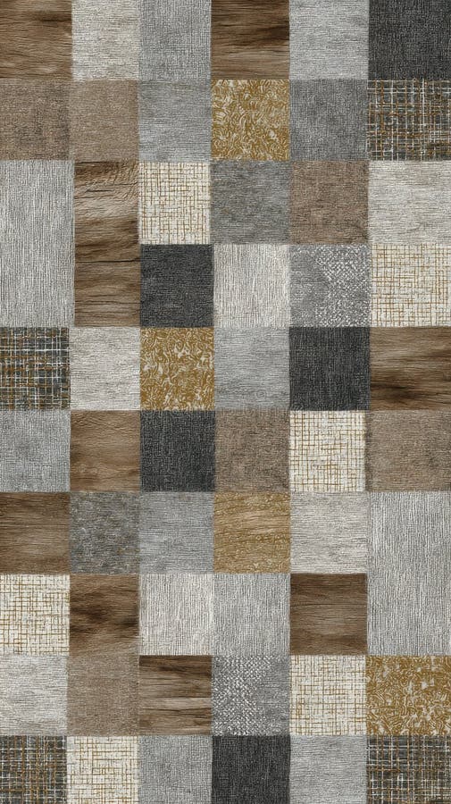 Patchwork of Neutral Toned Wood, Fabric and Grid Textures Composed of ...