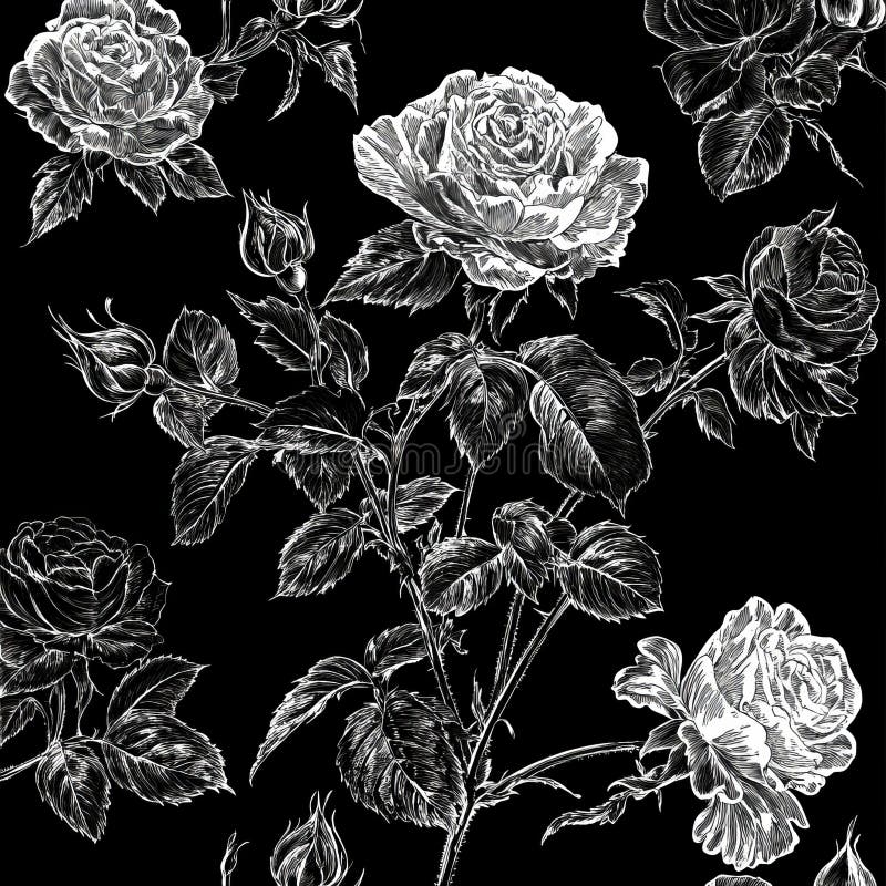 Patchwork Pattern of Abstract Roses and Flowers Seamlessly Integrated ...