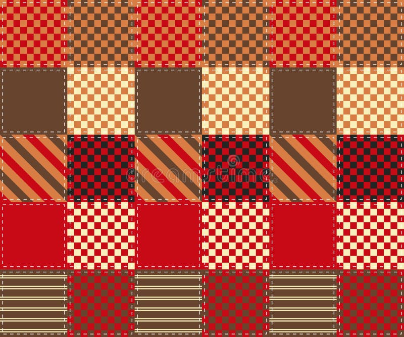 Patchwork Pattern Of Colorful Squares With Simple Geometric Ornaments