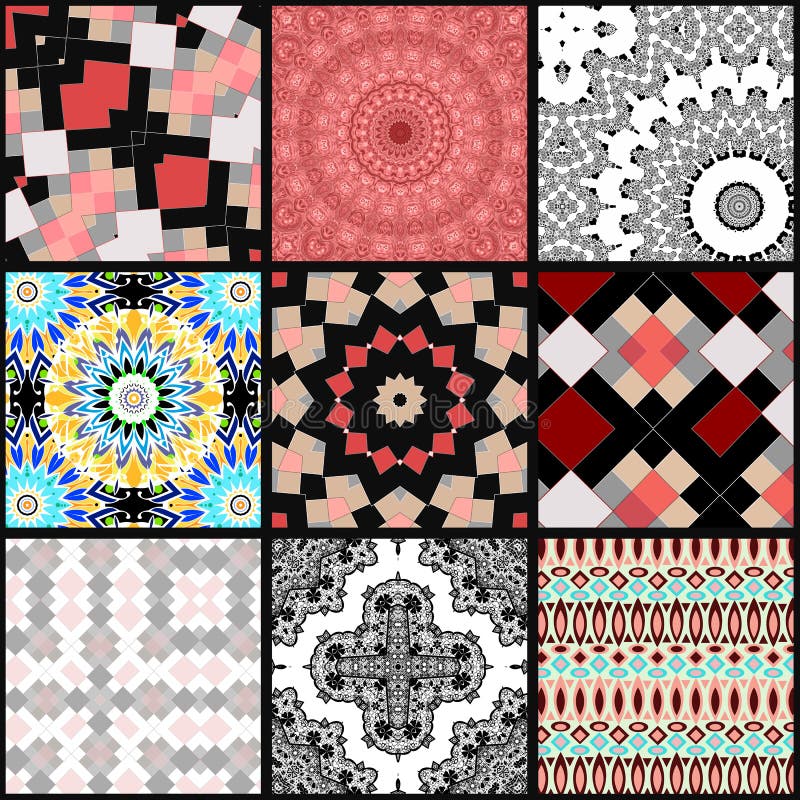 Patchwork Pattern Design in Retro Style Stock Illustration ...