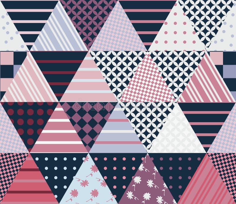 Patchwork Pattern From Patches In Shape Of Triangles With Abstract