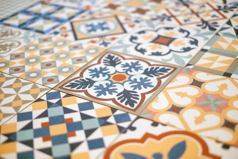 Decorative Tile Pattern Patchwork Design - Blue, White Stock Photo ...