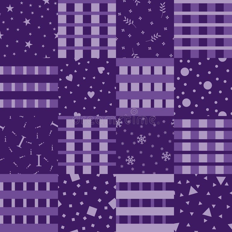 Patchwork Pattern in Violet Colors. Vector Design Stock Vector ...
