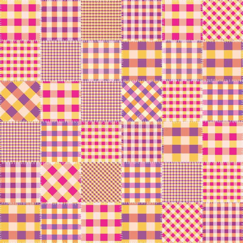 Patchwork of Pink Plaid Scraps Fabric. Stock Vector - Illustration of ...