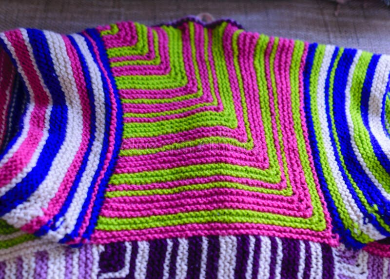 A Patchwork Quilt with a Colorful Graphic Design, Knitting Texture ...